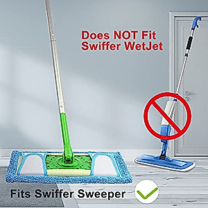 Reusable Pads Compatible with Swiffer Sweeper & All 10-12 Inch Flat Mop, Wet Dry Cleaning Pads for All Hard-Floor, Reusable & Washable Sweeper Refills - 2pack