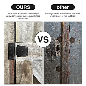 Airsnigi Heavy Duty Gate Hinges 9 Pack, 3.5 Inch Heavy Duty Shed Door Hinges Door Barn Gates Hinges Black Square Hinges for Gate, Barn or Storage Shed