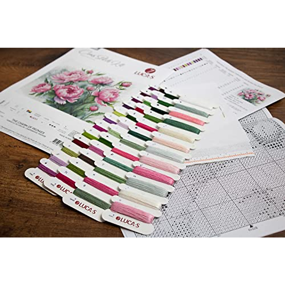 Luca-S Cross Stitch Kit The Charm of Peonies, Counted Cross Stitch Kit for Adults, Embroidery Kit, B7019