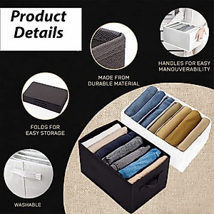 Wardrobe Clothes Organizer for Folded Clothes, Upgrade Closet Organizers With 7 Grids Clothes Folding Storage with Handle Cotton Fabric Closet Storage 2PC (Gray and Beige Cotton Material) (oxford fabric)