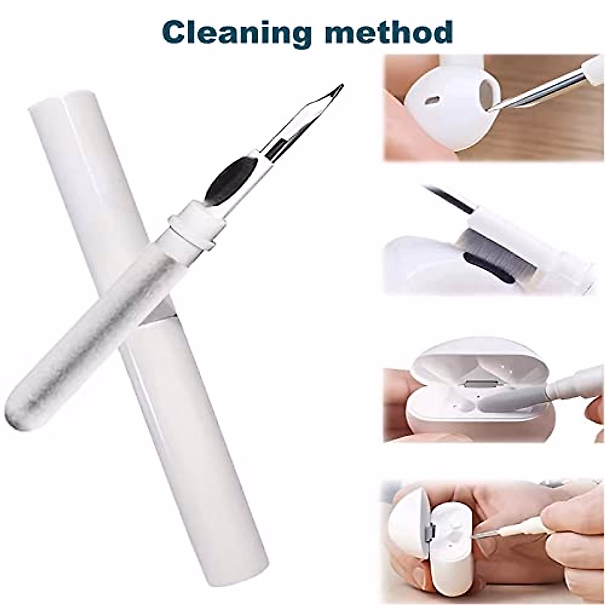 Geeice AirPods 1st 2nd Generation Case Cover with Cleaner kit, 2 in 1 Soft Silicone Protective Cover with Keychain for Women Men Compatible with Apple AirPods 1 2 Charging Case, Black