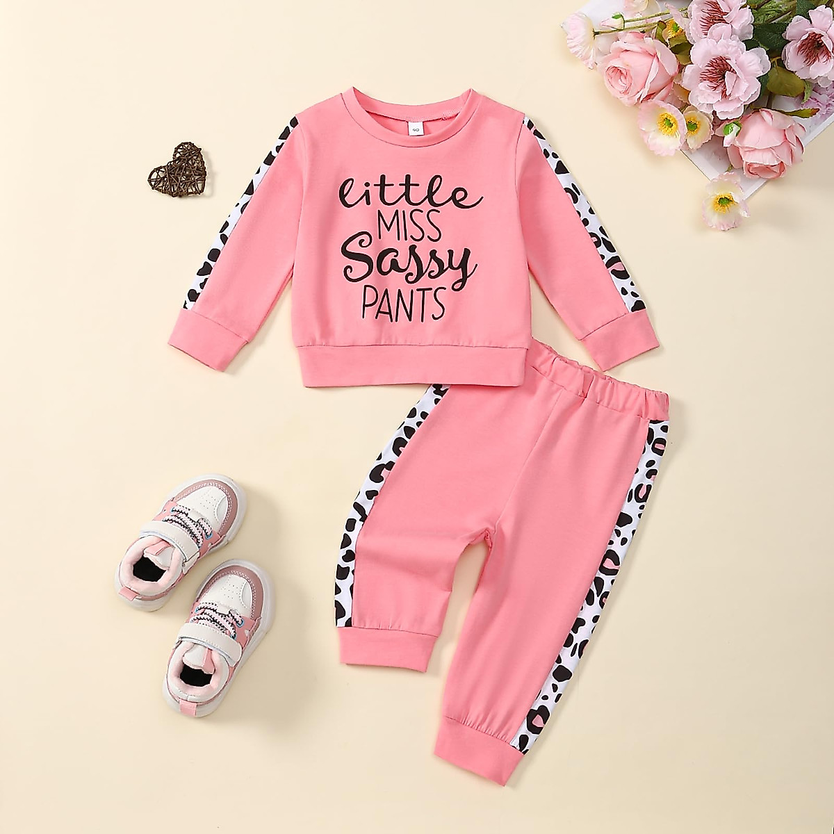 Jeinxcn Toddler Little Girl Clothes Long Sleeve T-Shirt Tops Pants Outfits Set 3-4T