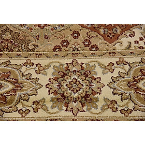 Unique Loom Voyage Collection Traditional Oriental Classic Intricate Medallion Design Area Rug, Rectangular 5' 3" x 8' 0", Ivory/Brown
