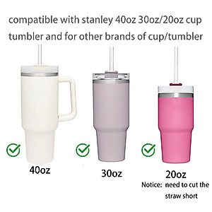 6 Pack Plastic Clear Reusable Straws for 40oz/30oz Stanley Cup Tumbler," Replacement Straws with Cleaning Brush Fit for Stanley Adventure Travel Tumbler- BPA-Free and Durable (clear)