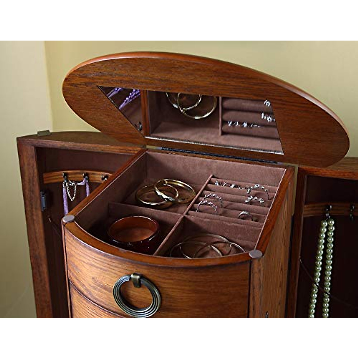 Powell Burnished Oak Jewelry Armoire