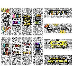 120 Piece DIY Inspirational Bookmarks for Students, Bulk Bookmarks, Cool Double-Sided Coloring Bookmark for Class Gifts, Color Your Own Book Marks for Kids, Adults, Teachers, Women, Men, Book Lovers