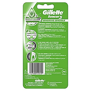 Gillette Sensor3 Sensitive Men's Disposable Razor, 4 Razors