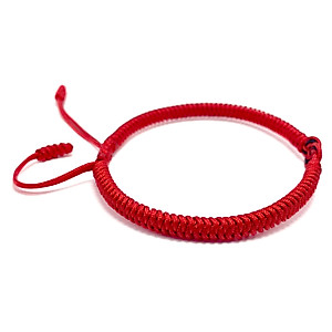 LAMIBEE Red and Black Infinity Bracelet, Love Multicolor Tibetan Lucky Bracelet, Surfer String Amulet Knot Bracelet Woven Thread for Men Women Friend and Couple, Peace and Protection (Red)