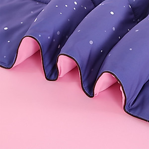 Wowelife Glitter Teen Bedding Sets for Girls Gradient Full Size 5 Pieces Comforter Set Pink Purple Kids Comforter Sets Lightweight with Comforter, Flat Sheet, Fitted Sheet and 2 Pillowcases