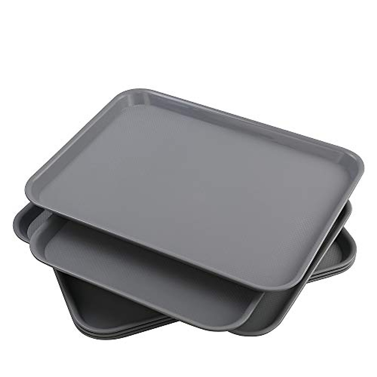 Joyeen Plastic Fast Food Serving Tray, 6 Pack Restaurant Trays, Grey