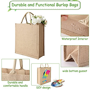 36 Pcs Burlap Gift Bags Burlap Tote Bag with Handles Small Reusable Burlap Bags Jute Bridesmaid Bags Welcome Lined Blank Totes for Wedding, Shopping, Grocery, DIY, Beach, Party, 11 x 9.5 x 3.9 Inch