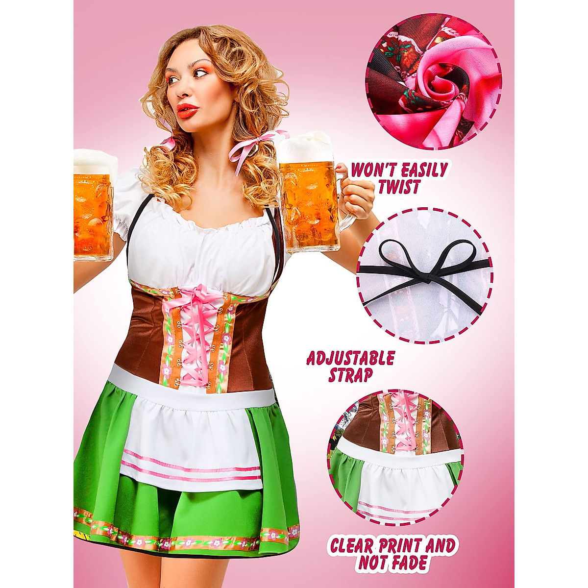 4 Pcs Oktoberfest Apron Oktoberfest Costumes Women German Dirndl Aprons Female Oktoberfest Outfit Waitress Novelty Dresses Oktoberfest Party Decorations for Kitchen Outdoor Cooking BBQ Party Supplies