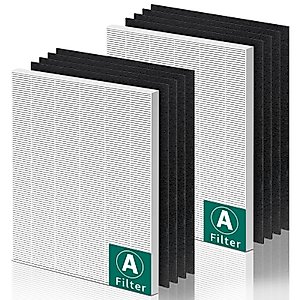 XBGG 115115 HEPA Replacement Filter A for Winix Plasmawave Air Purifier C535 AM90 5300 6300 5300-2 6300-2 C909 9800, 2 True HEPA Size 21 Filters + 8 Carbon Pre-Filters