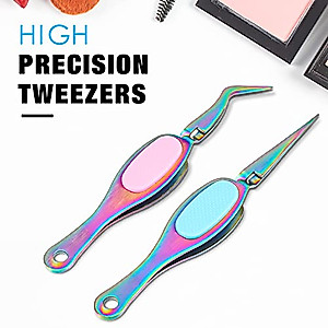6 Pieces Craft Tweezers Crossing Lock Curved Stainless Steel Soft Grip Precision Tweezers Reverse Grip Fine Tip Tweezers for DIY Craft, Jewelry, Beading, Electronics, Laboratory Work