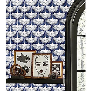 MOENMOAI Denim Blue Wallpaper Removable Self Adhesive Peel and Stick Wallpaper Contact Paper Waterproof Wallpaper for Cabinet Shelf Liner Wall Countertop Furniture Shelf Paper 17.71" x 196" DIY Decor