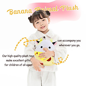 LXSLFY 11inch Banana Animal Plush, Stuffed Animals Kawaii Pillow, Gifts for Kids Girls Boys (Cow, 11IN)