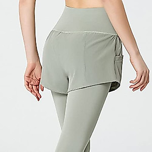 SMIDOW Amazon Mystery Boxes for Sale unclaimed pallets Womens 2 in 1 Pants High Waisted Leggings Drawstring Elastic Waist Tennis Pickleball Clothing Workout Tights Green L