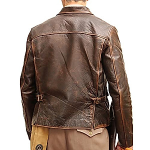 Gava Men's Raiders of The Lost Ark Indiana Jones Harrison Ford Brown Bomber Cow Leather Jacket (Brown, 4XL)