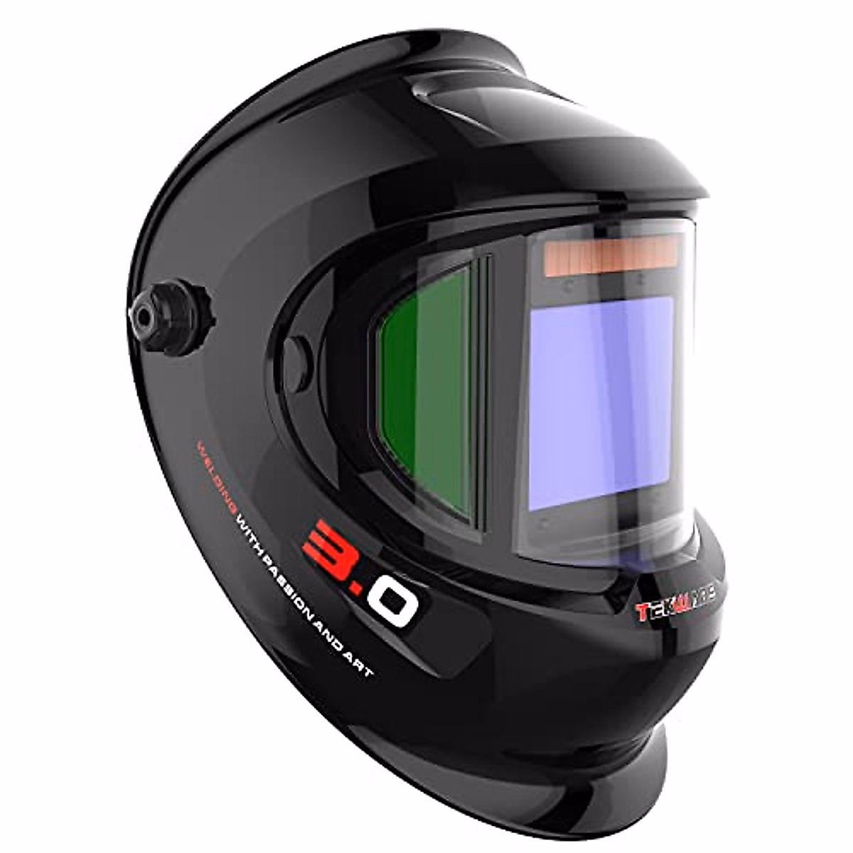 TEKWARE Auto Darkening Welding Helmet Large Viewing True Color Solar Powered Welding Hood with Side View, 4 Arc Sensor Wide Shade Range 4/5-9/9-13 Welder Mask for Mig Tig Arc Grinding Plasma
