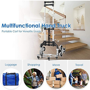 ReunionG Stair Climbing Cart w/Adjustable Handle, Bungee Cord Tri-Wheel Design, All Terrain Stair Climbing Hand Truck, Portable Cart for Travel, Moving Home and Office, Lightweight Trolley