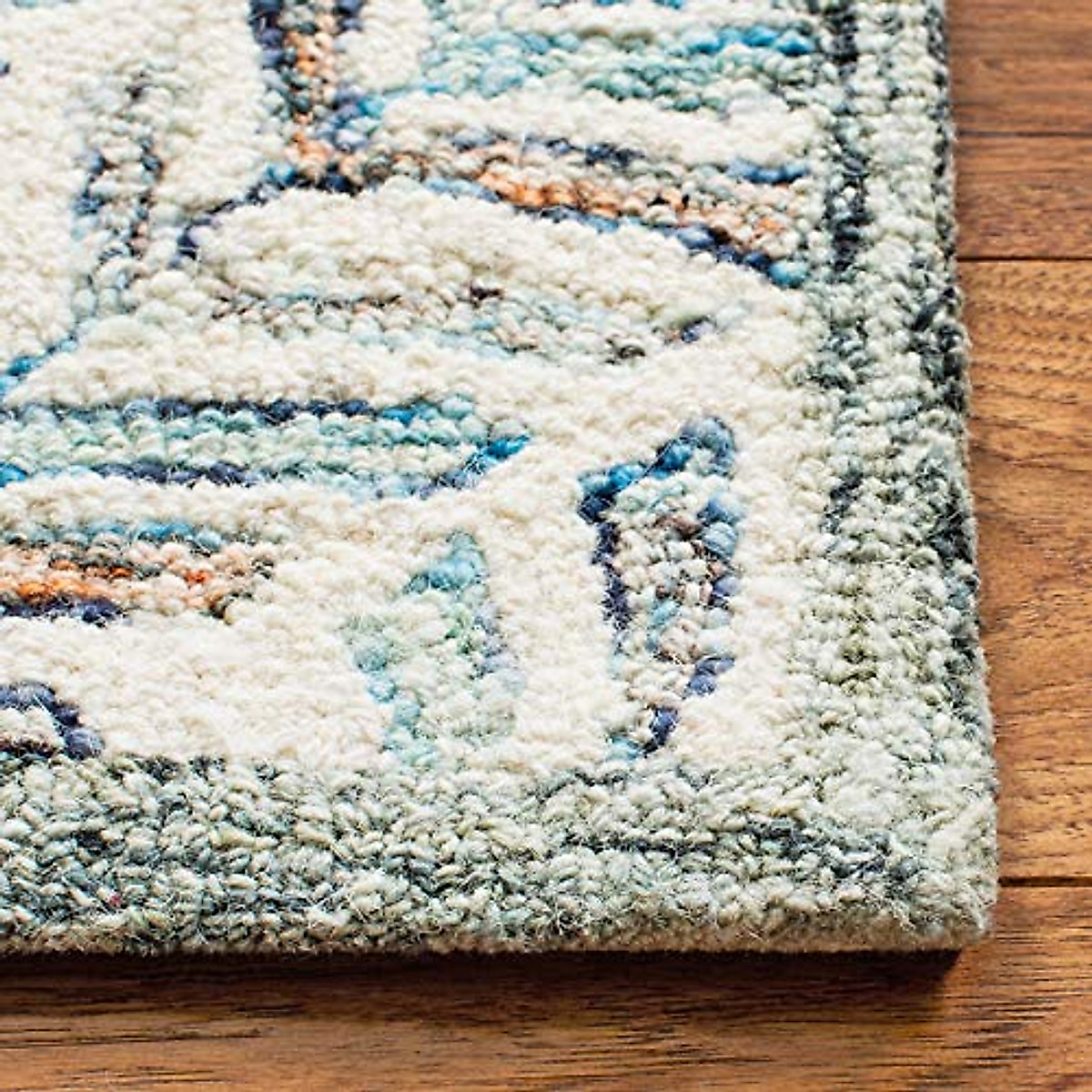 Safavieh Capri Collection 3' Square Ivory/Blue CPR208A Handmade Premium Wool Area Rug