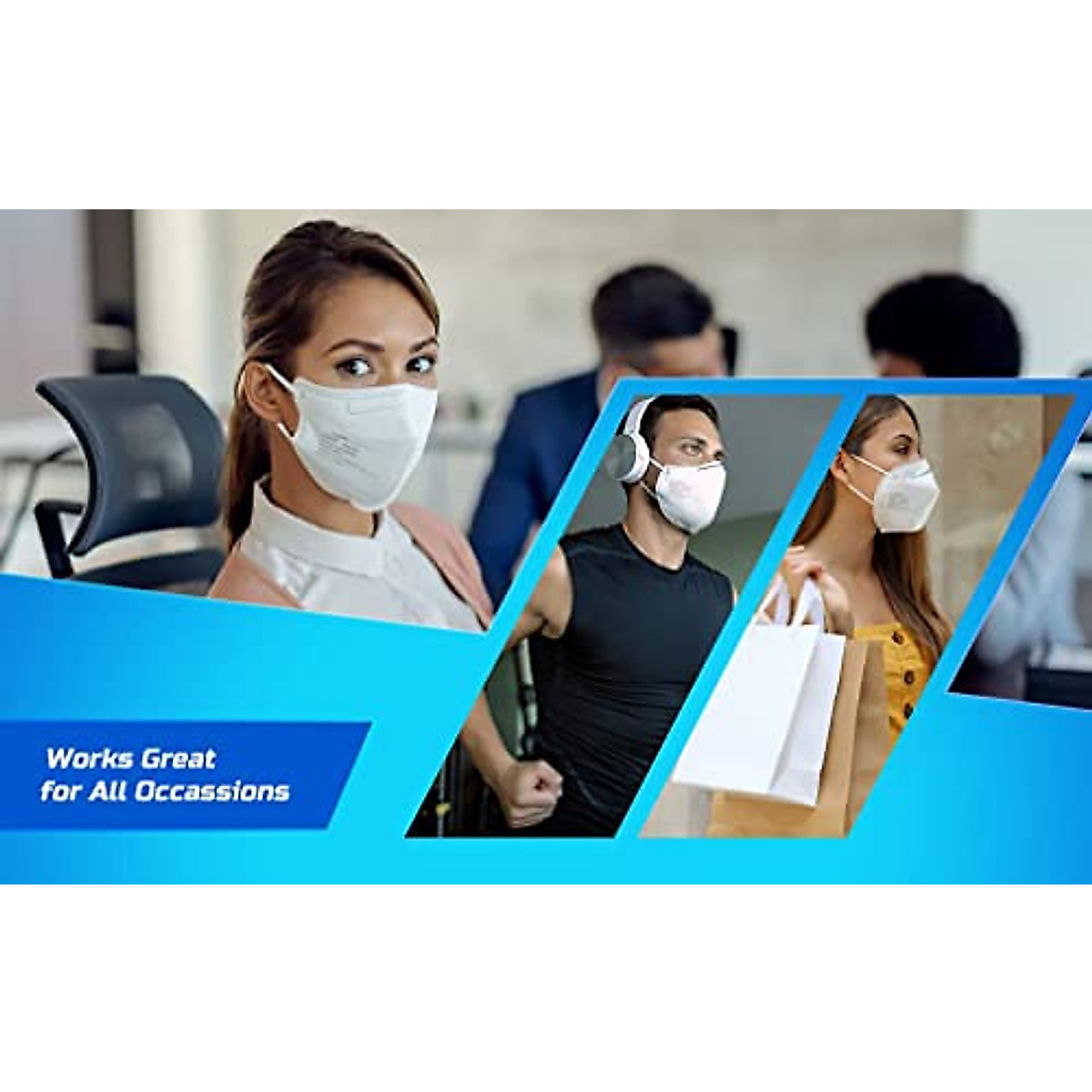 Lyka Distribution KN95 Face Masks - 50 Pack - 5 Layer Protection Breathable Face Mask - Filtration>95% with Comfortable Elastic Ear Loop | Non-Woven Polypropylene Fabric