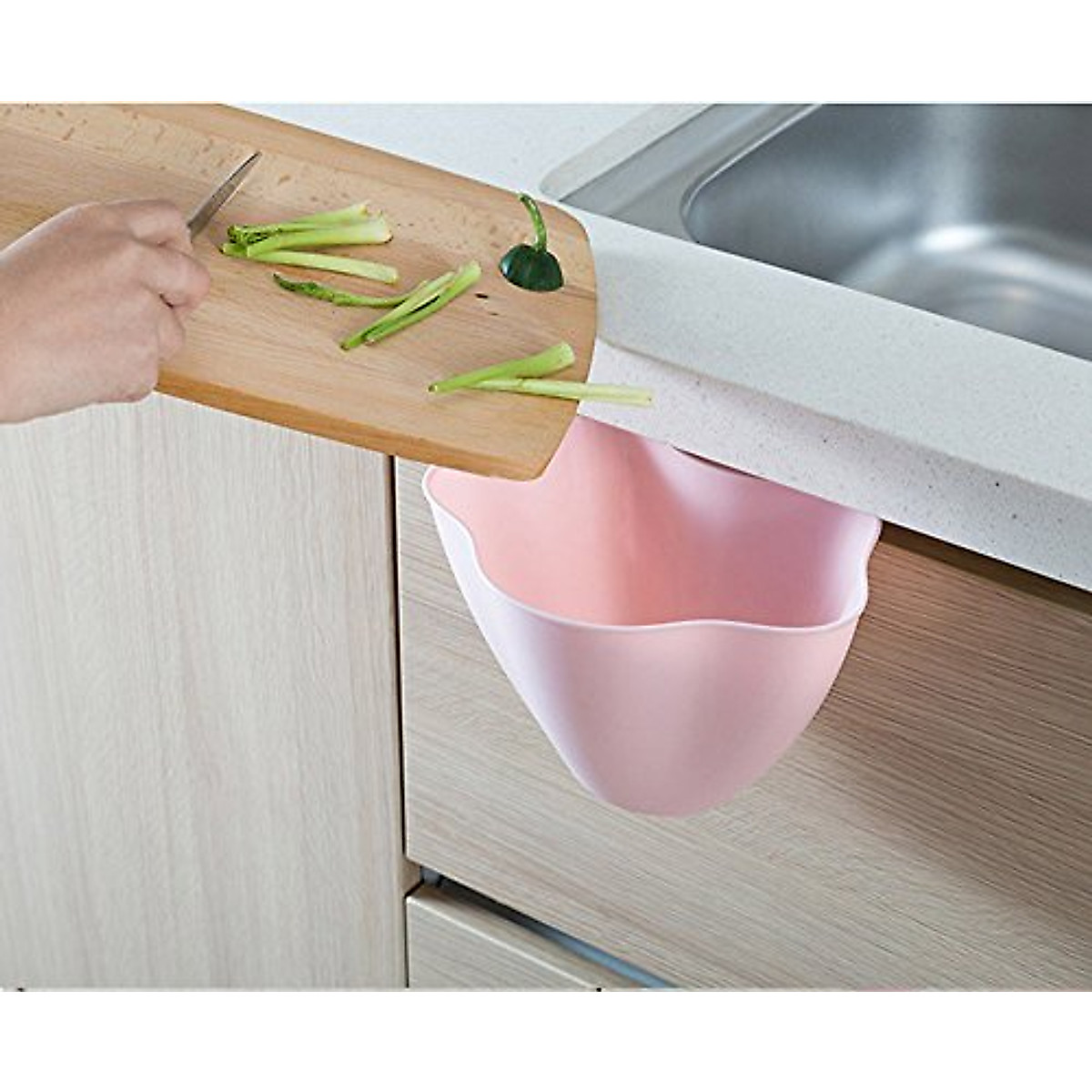 melupa Hanging Trash Can for Kitchen Cabinet Door, Trash Bin Small Compact Garbage Can Attached to Cabinet Door Kitchen Drawer Bedroom Dorm Room Car Waste Bin