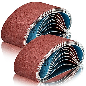 Trivd Frol 18Pcs 3 x 21 Inch Sanding Belts, 40/80/120/150/240/400 Assorted Grits Aluminum Oxide Sandpaper For Belt Sander Woodworking Metal Paint Polishing