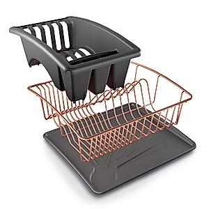 Metaltex Aquatex Copper Dish Drainer with Tray, Metal, Copper, 35x30x12 cm