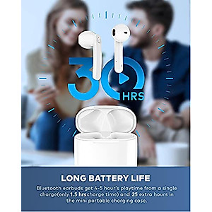 BEBEN IPX7 Waterproof Bluetooth Earbuds, True Wireless Earbuds, 30H Cyclic Playtime Headphones with Type C Charging Case and mic, in-Ear Stereo Earphones Headset for Sport (White)