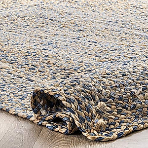 nuLOOM Eliz Braided Denim and Jute Area Rug, 4x6, Blue