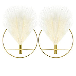 LBLVATOR 2 Gold Boho Wall Decor (11.8x11.8 Inch), Pampas Grass, Hanging Fake Plant, Artificial Plants For Home Decor Indoor, Wall Decor For Bathroom, Bedroom, Office, Living room, Kitchen