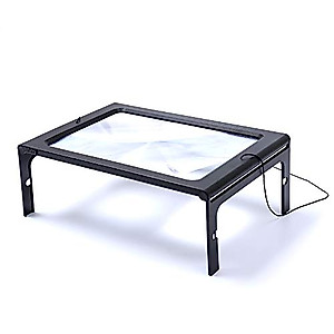Hands-Free Magnifying Glass Large Full-Page Rectangular 3X Magnifier LED Lighted Illuminated Foldable Desktop Portable for Elder