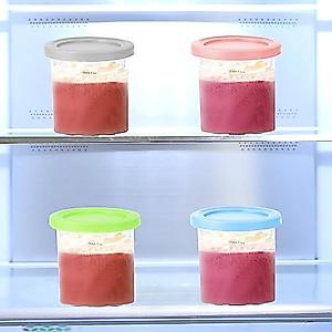 4pcs Round Lids Replacement, Can Lids Covers for Ninja Creami NC301/NC300/NC299AMZ Series Ice Cream Containers Plastic Lids for Ice Cream Cups, 4 Colors, Container Not Included