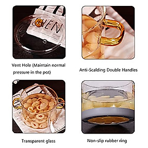 Tzerotone Glass Pots for Cooking on Stove, 2 L/67 FL OZ Heat-resistant Glass Clear Pot and Pan with Lid, Glass Simmer Pot Set for Noodle, Soup, Milk,Tea, Glass Saucepan Stove and Dishwasher Safe