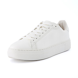 CUSHIONAIRE ROC Lace Up Womens White Sneakers | Comfortable Vegan Leather Casual Platform Sneaker with Memory Foam, White 8