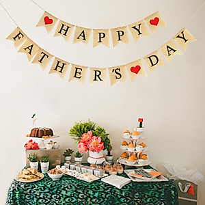 Burlap Happy Fathers Day Banner | Rustic Fathers Day Party Decorations | Fathers Day Family Photo Prop Celebration Gift