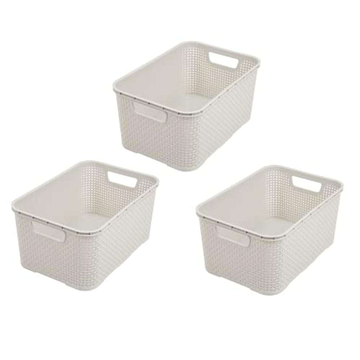 BranQ - Home essential Wicker Basket Set of 4 Small 7 litres, Cream, 4er-Set 7l