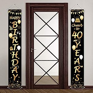 2 Pieces 40th Birthday Party Decorations Cheers to 40 Years Banner 40th Party Decorations Welcome Porch Sign for 40 Years Birthday Supplies (40th Birthday)