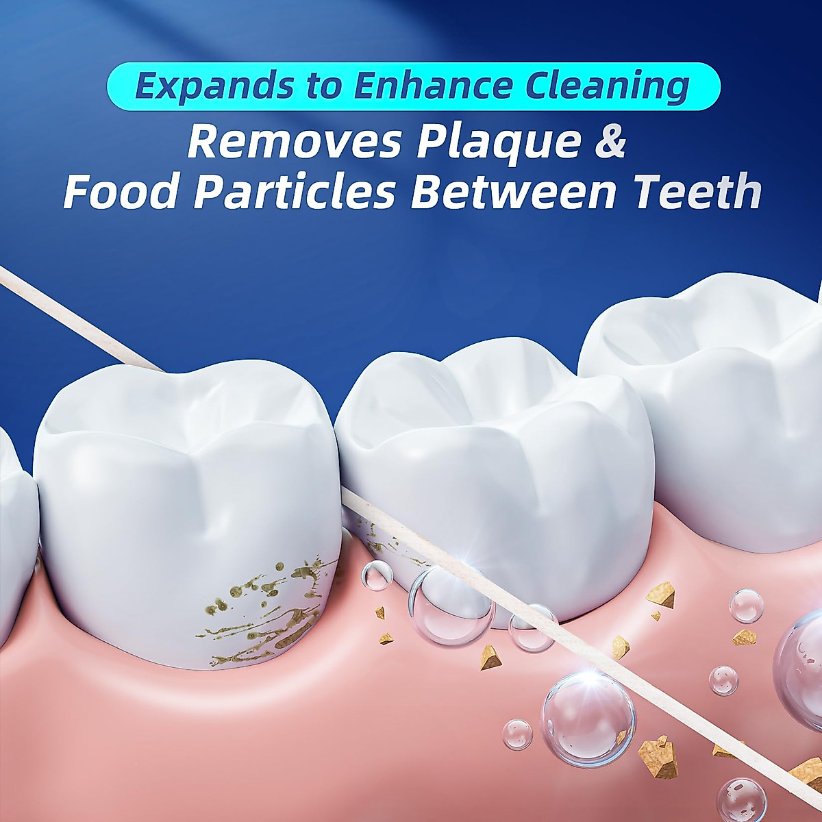 RAZOKO Coconut Oil Dental Floss Expanding Dental Floss Suitable for Wide Spaces (55 Yards, 4 Count) - Mint Flavor