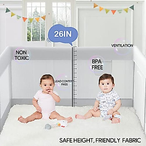 Fodoss Baby Playpen, Playpen for Babies & Toddlers, 47x47 Small Baby Play Pen,Toddler Playpen for Apartment,Play Yard for Baby,Baby Activity Play Fence, Extra Large Baby Playard, 47x47 Light Grey