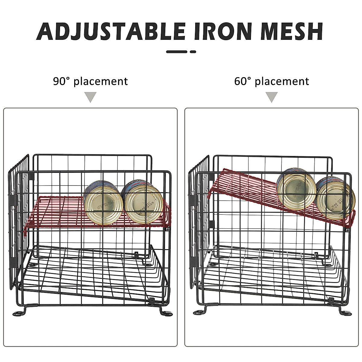 JKsmart 4-Tier Stackable Can Rack Organizer, Can Storage for Kitchen Pantry Cabinet, Can Holders for Food, Multifunctional Can Dispenser for Snacks Soda