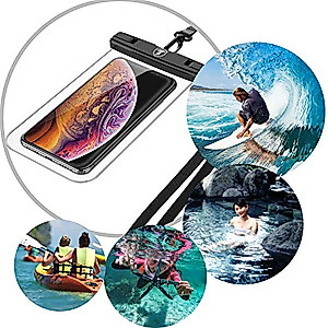 Tiflook Waterproof Pouch Phone Dry Bag Underwater Case for LG Stylo 6 5 4 Velvet Wing K51 K92 K31 V60 V50 V40 G8 G7 Journey Reflect Phone Pouch for Beach with Lanyard Neck Strap, Clear (2 Pack)