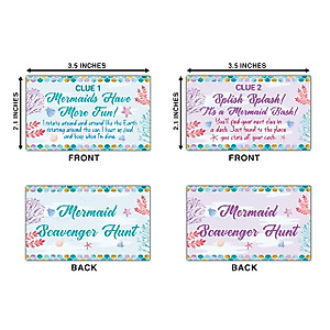Mermaid Treasure Hunt Clues Cards, Mermaid Party Scavenger Hunt Card Game(15 Cards With Envelopes), Ocean Themed Birthday Party Supplies Activities for Kids Adults, Under the Sea Party Decor(02)