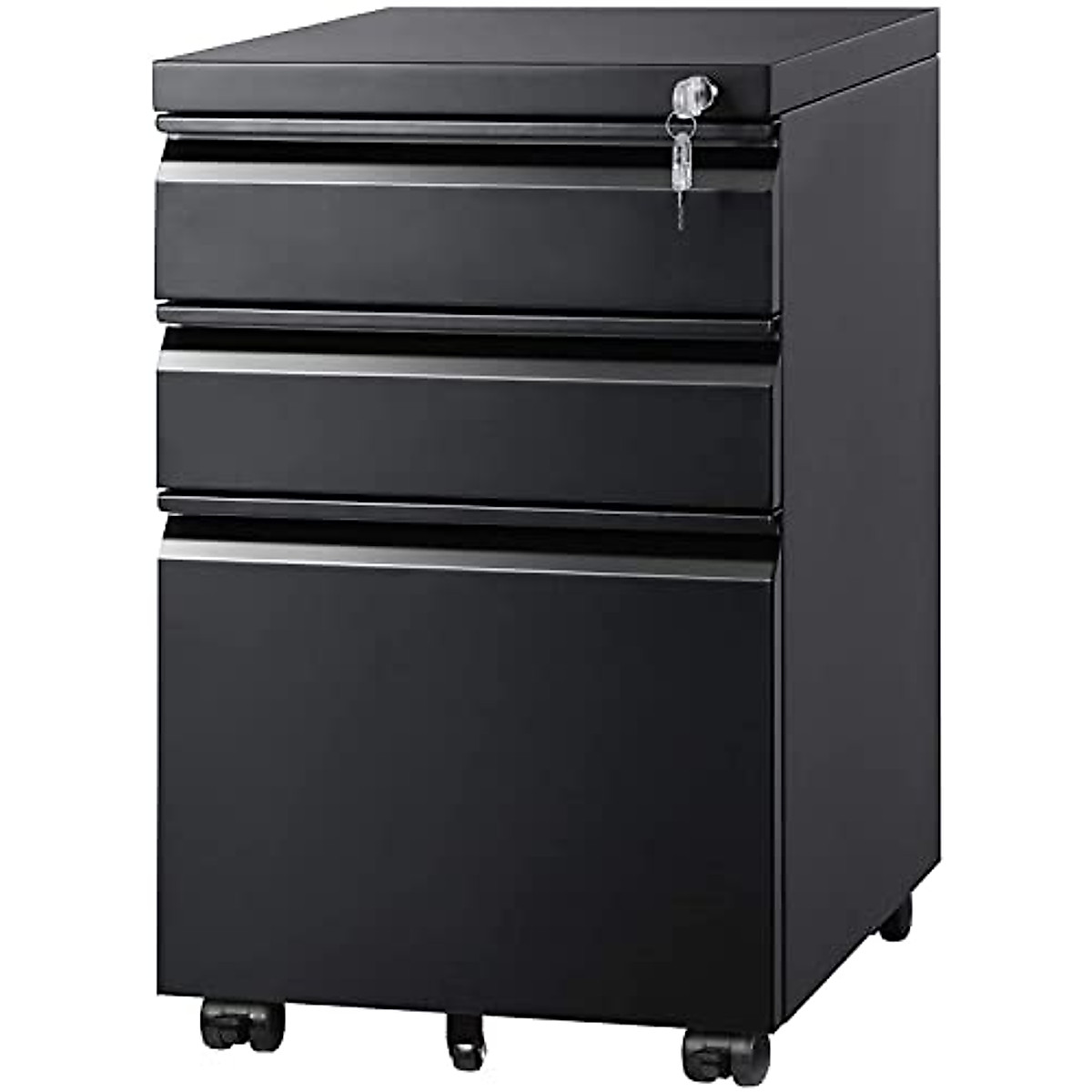 DEVAISE 3 Drawer Mobile File Cabinet Under Desk Office, Fully Assembled Except Casters, Letter/Legal Size, Black