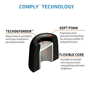 Comply Isolation Plus Replacement Noise Reducing Earbud Tips with WaxGuard for Sony MDR-XB50AP, XBA-Z5, MDR-EX1000, XBA-A2, MDR-EX1000, WI-1000X, WI-C-400, and More Earphones (Large, 3 Pairs)