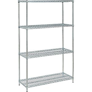 Nexel 18" x 48" x 74", 4 Tier Economy Adjustable Wire Shelving Unit, NSF Listed Commercial Storage Rack, Adjustable, Zinc Chromate