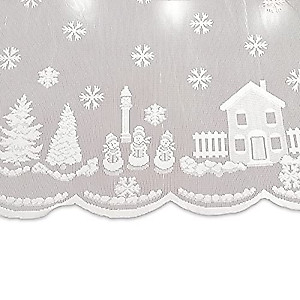 Pleaseedo 𝐗𝐌𝐀𝐗 𝐆𝐈𝐅𝐓 Christmas Lace Tablecloth, Rectangle Lace Tablecloth for Rectangle Table, White Snowflake Christmas Lace Table Cover, Rectangle Tablecloth for Holiday Party Decoration
