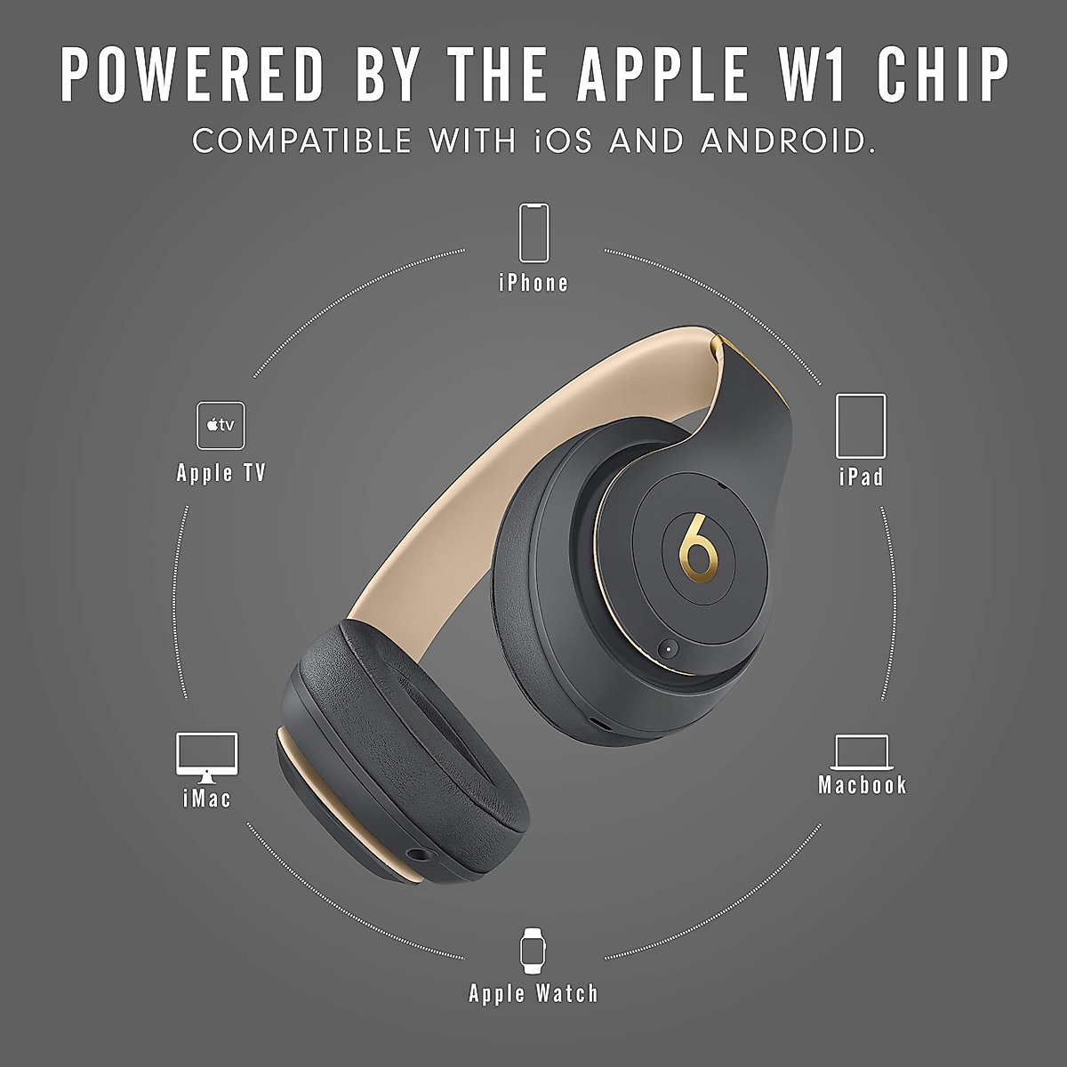 Beats Studio3 Wireless Noise Cancelling Over-Ear Headphones - Apple W1 Headphone Chip, Class 1 Bluetooth, 22 Hours of Listening Time, Built-in Microphone - Shadow Gray