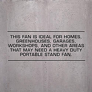 Hurricane Stand Fan - 20 Inch, Pro Series, High Velocity, Heavy Duty Metal For Industrial, Commercial, Residential, & Greenhouse Use - ETL Listed, Black